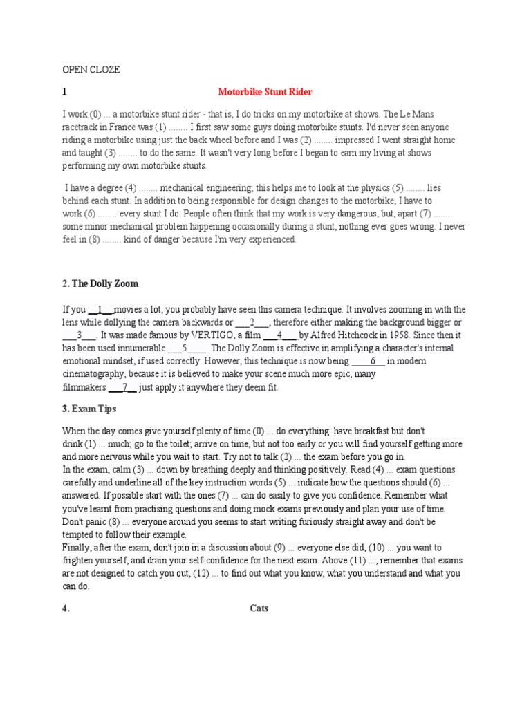 Open Cloze Test | PDF | Sea Level Rise | Cats