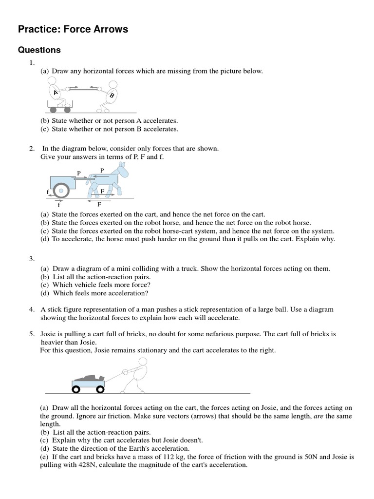 Practice: Force Arrows: Questions | PDF | Force | Mechanics