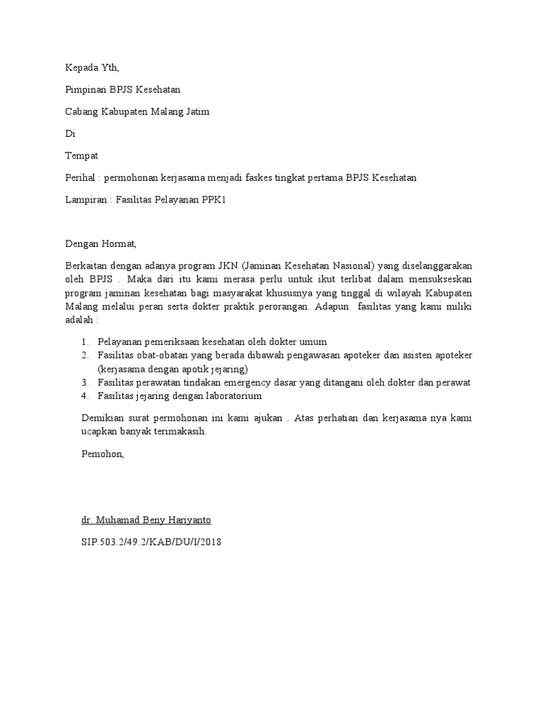 Surat Permohonan BPJS | PDF