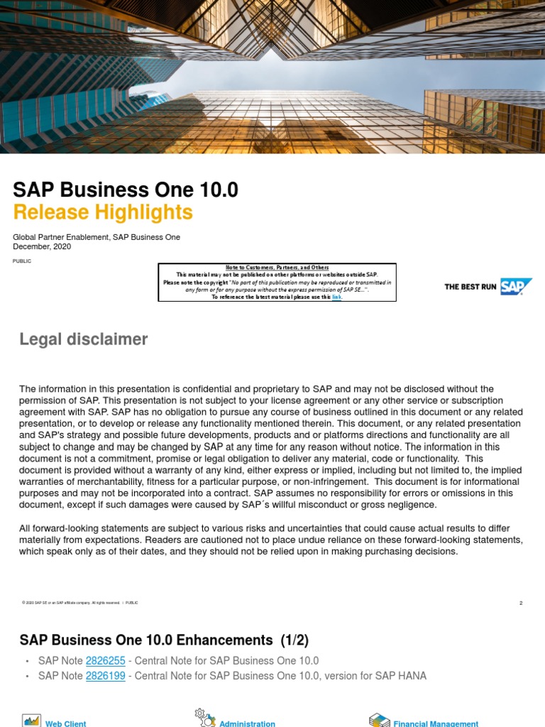 SAP Business One 10.0 Highlights | PDF | Window (Computing) | World ...