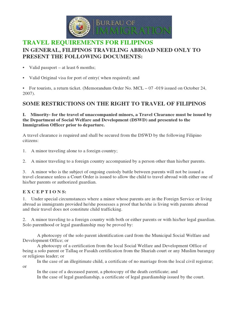 Filipino Travel Guidelines | PDF | Travel Visa | Passport
