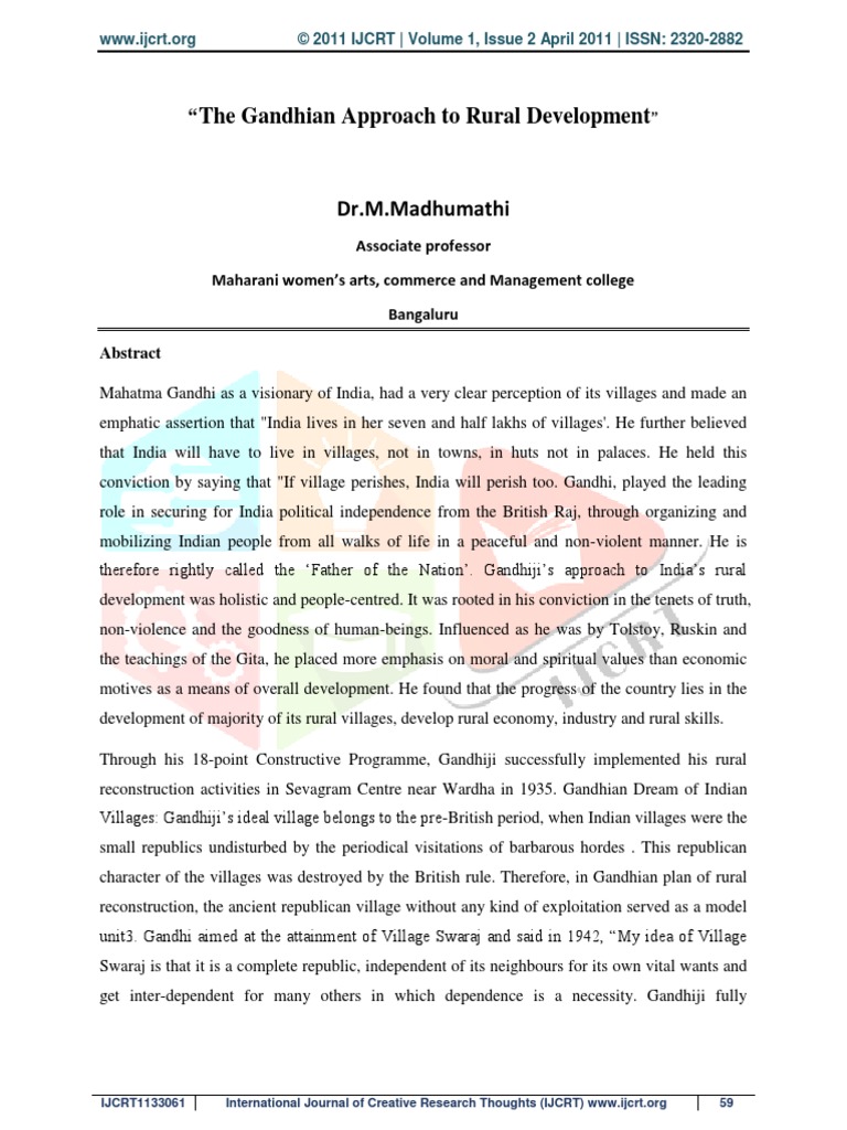 "The Gandhian Approach To Rural Development: IJCRT1133061 59 | PDF ...