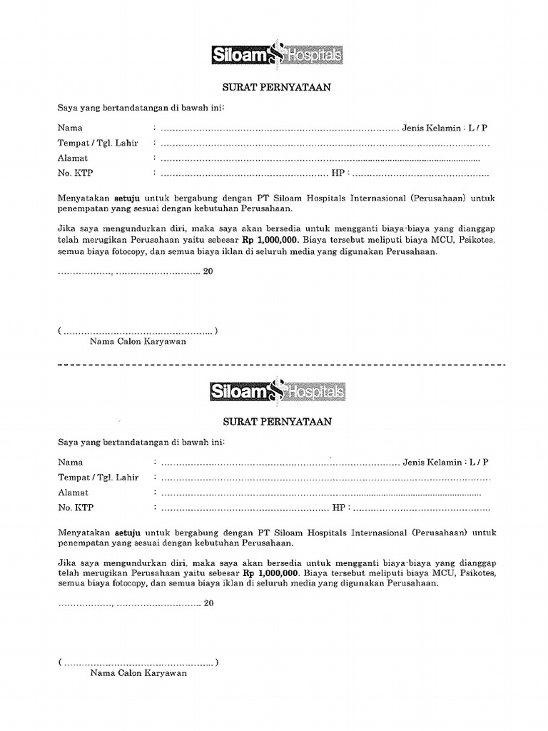 Surat Pernyataan MCU | PDF