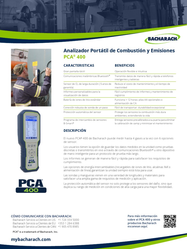 Bacharach PCA400 Spanish Datasheet | PDF | Química | Informática y tecnología de la información