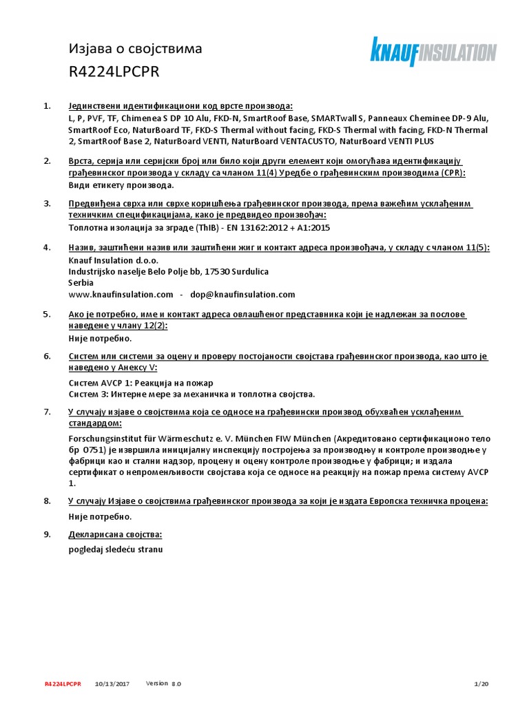 Izjava o Svojstvima Dop 0 2C035 | PDF