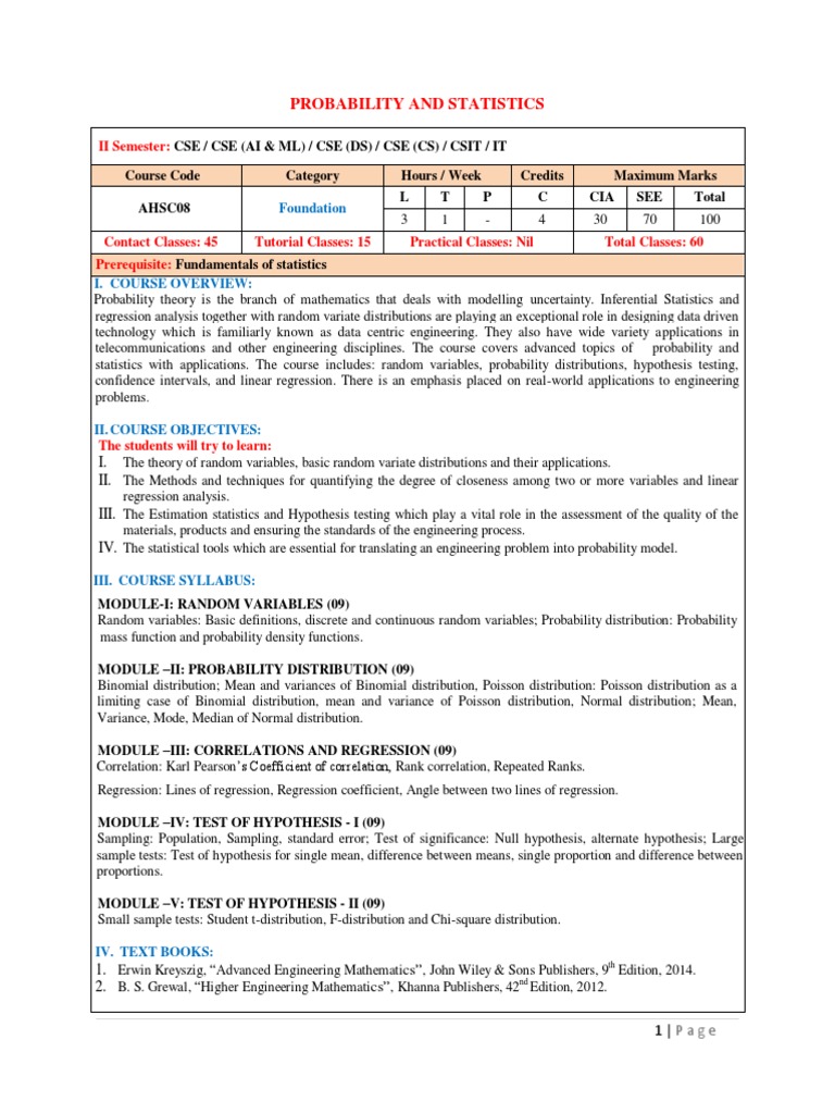 Probability and Statistics: Foundation | PDF | Probability Distribution ...