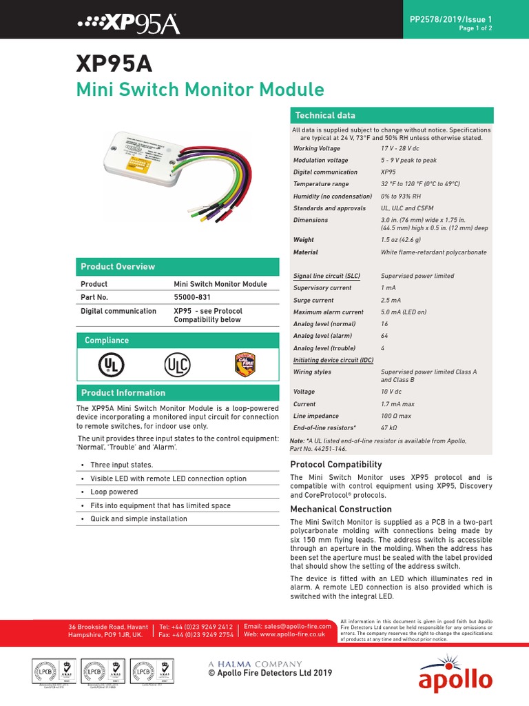 XP95A - Mini Switch Monitor Module | PDF | Switch | Resistor