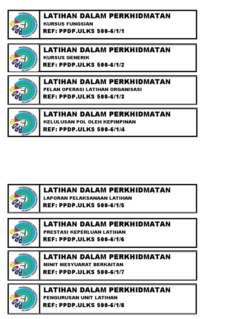 Label Sisi Fail Unit Latihan | PDF