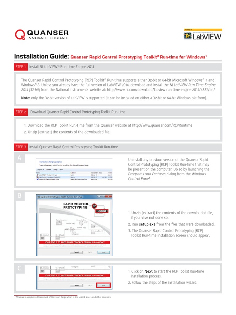 Installation Guide:: Quanser Rapid Control Prototyping Toolkit Run-Time For Windows | PDF ...
