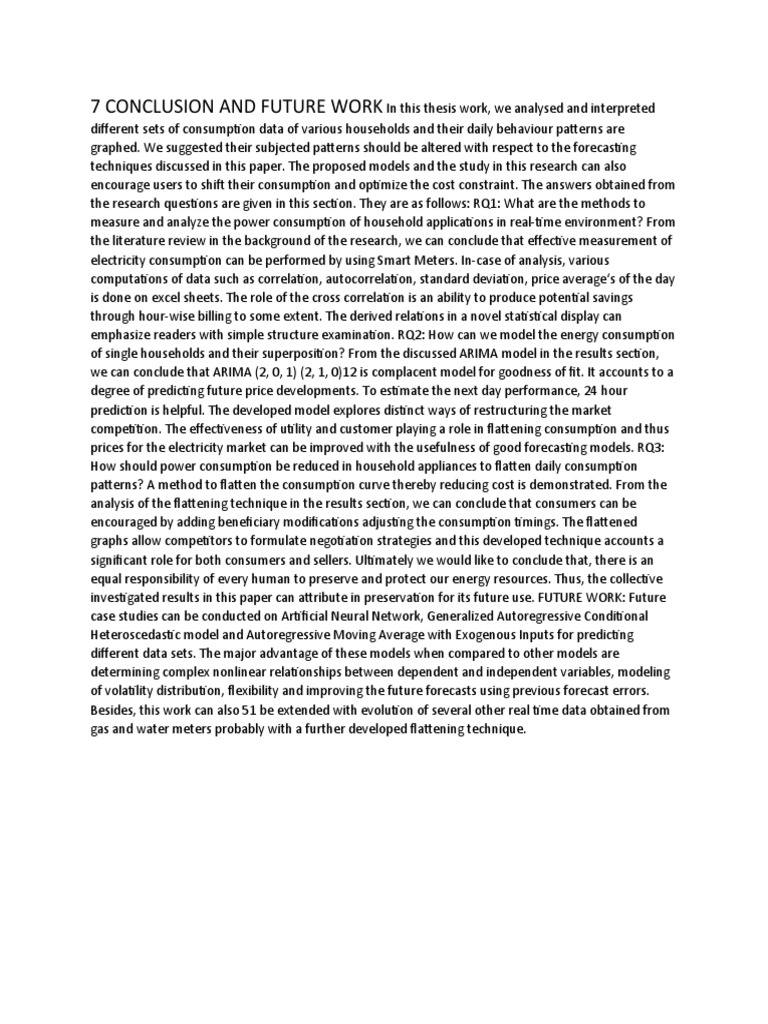 7 Conclusion and Future Work | PDF | Forecasting | Consumption (Economics)