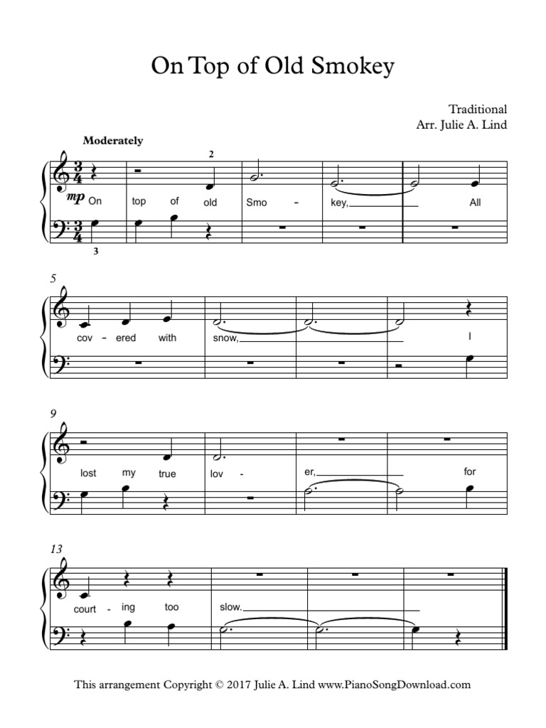 On Top of Old Smokey Sheet Music | PDF