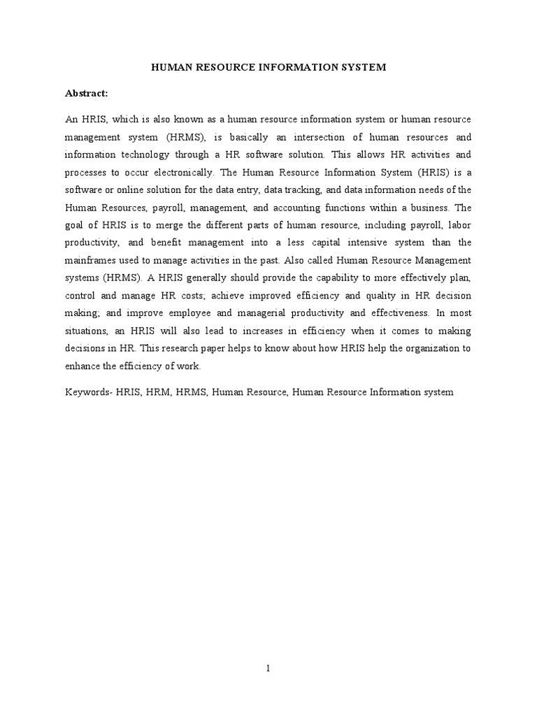 Human Resource Information System Abstract | PDF | Human Resource ...