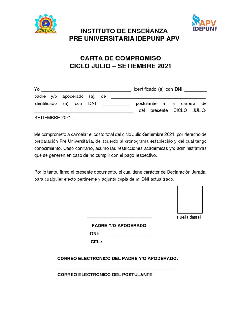 Carta de Compromiso | PDF