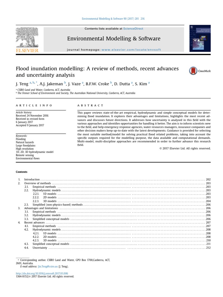 2017-Teng-Flood Inundation Modelling - A Review of Methods, Recent Advances | PDF | Flood ...