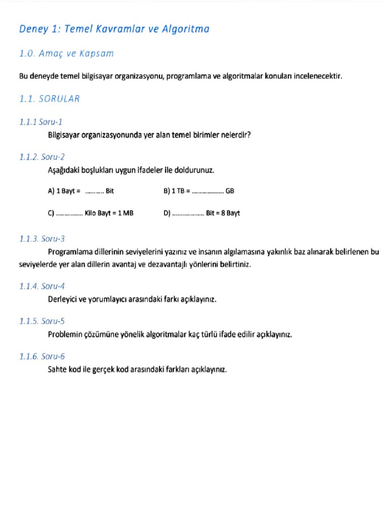 Programlama Dilleri 1 Lab Dersleri | PDF