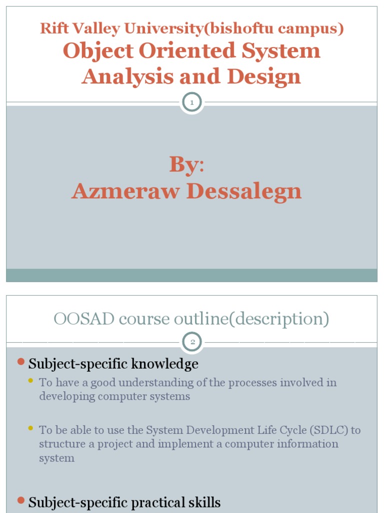 Object Oriented System Analysis and Design: By: Azmeraw Dessalegn | PDF | Method (Computer ...