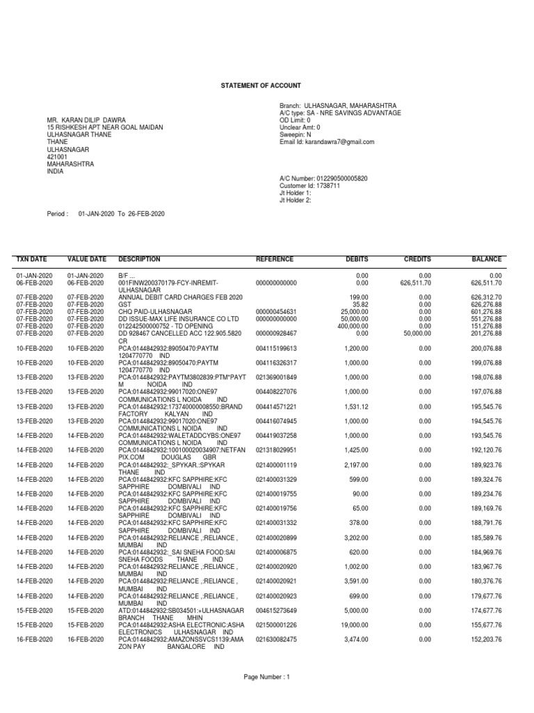 Statement of Account | Descargar gratis PDF | Accounting | Corporate Jargon