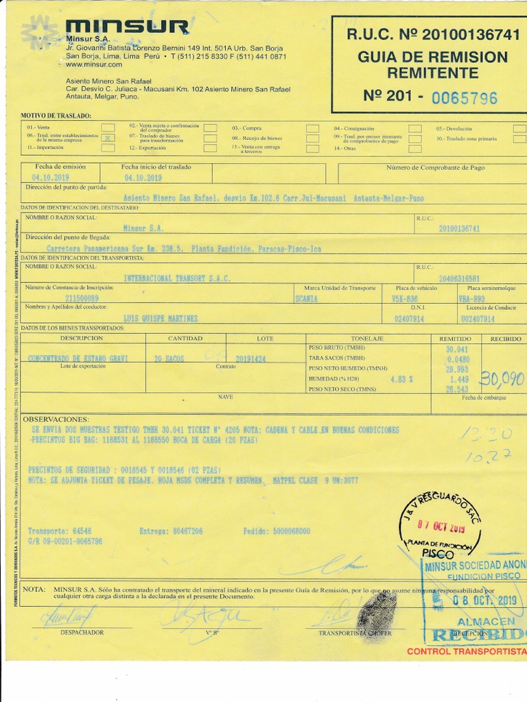 Guias y Ticket de Pesaje | PDF