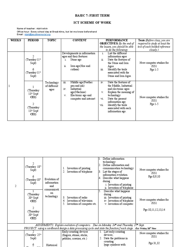 B7 1st Term Scheme | PDF | Computer Science | Information Age