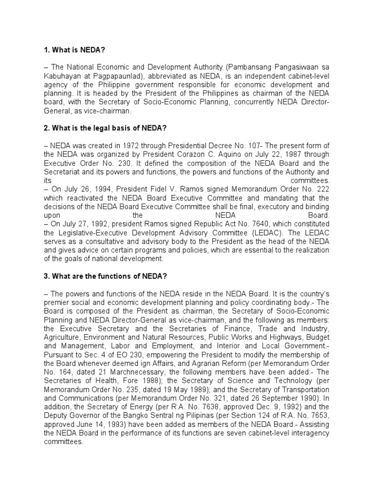 What Is NEDA? | PDF | Philippines | Economies