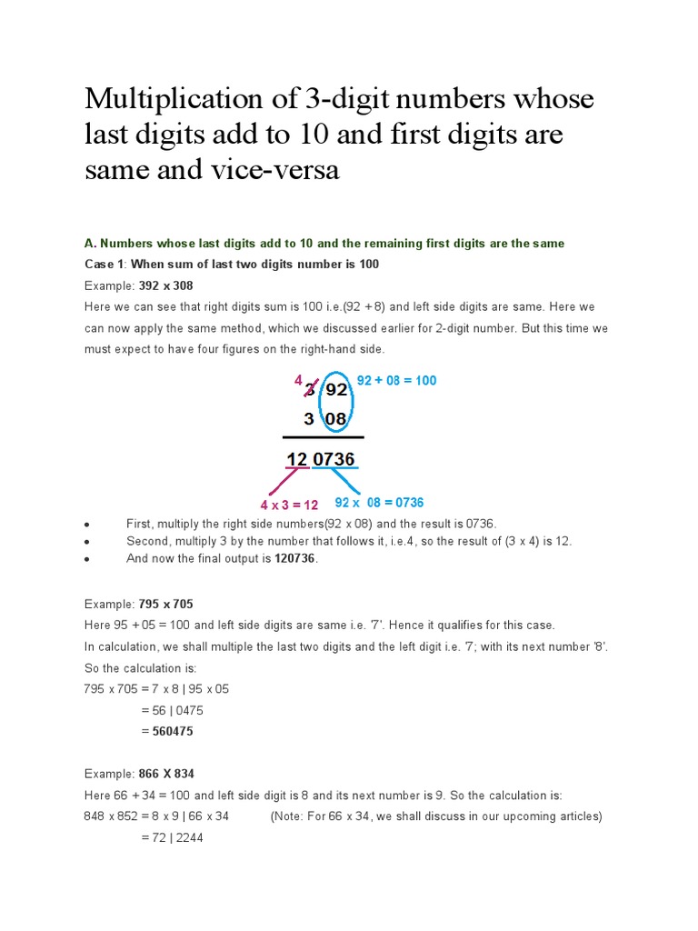 Multiplying 3-Digit Numbers Easily | PDF | Multiplication | Numbers