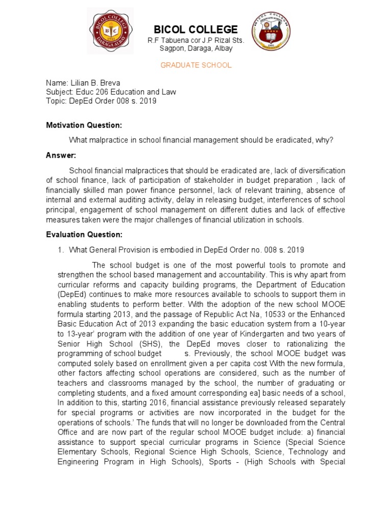 DepEd Order 008 S. 2019 | PDF | Government | Schools