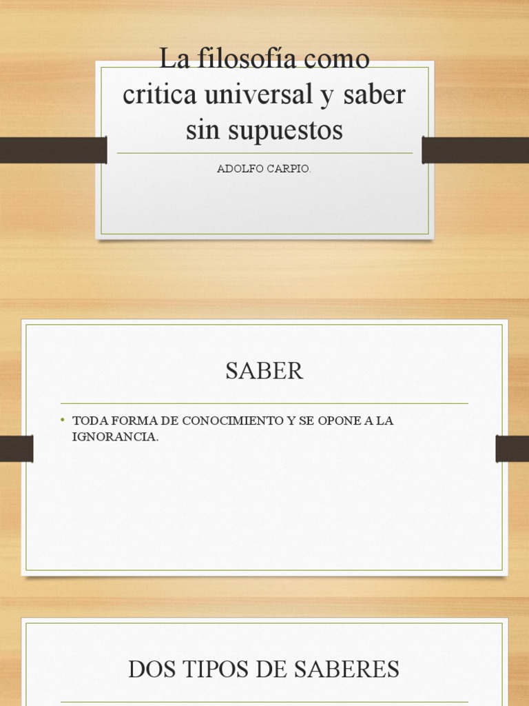La Filosofía Y LOS TIPOS DE SABERES | PDF La Filosofía Y LOS TIPOS DE SABERES | PDF