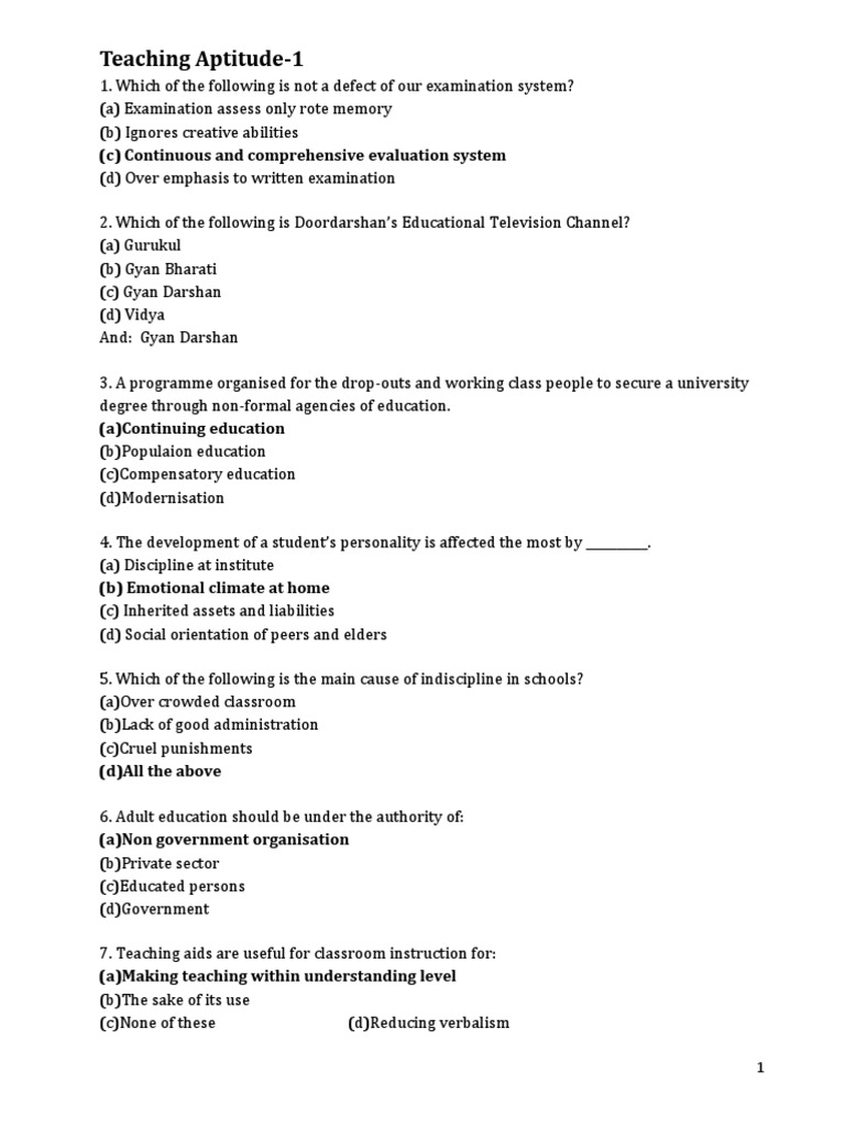 2.teaching Aptitude - Questions With Answers | PDF | Teachers | Creativity