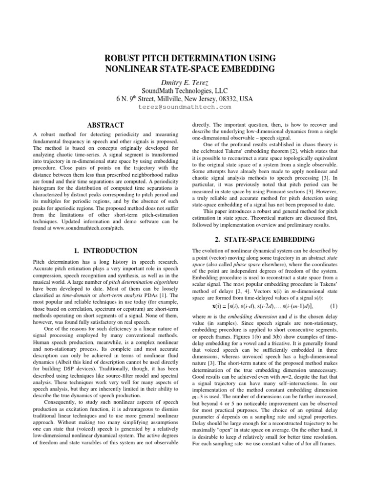 Terez Pitch Detection Algorithm | PDF | Histogram | Chaos Theory