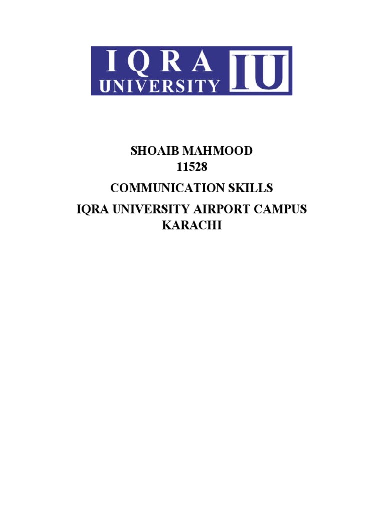Shoaib Mahmood 11528 Communication Skills Iqra University Airport ...