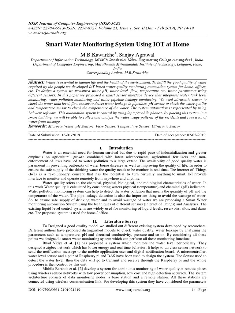 Smart Water Monitoring Using IoT | PDF | Internet Of Things | Wireless ...