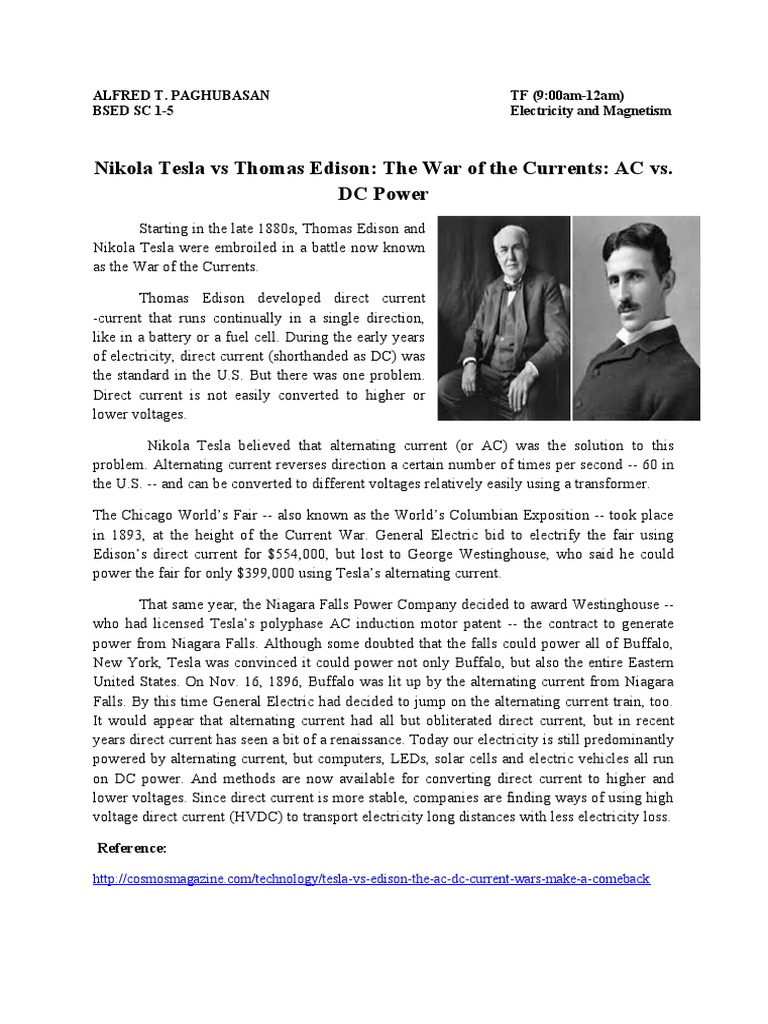 Nikola Tesla Vs Thomas Edison: The War of The Currents: AC vs. DC Power ...