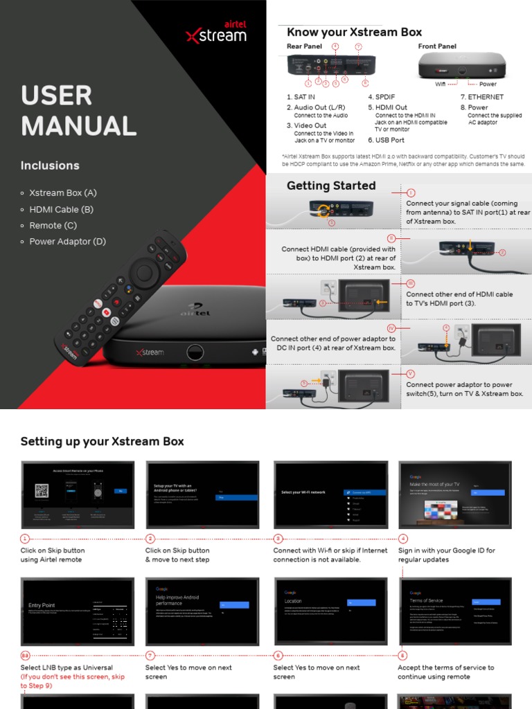 Airtel Xstream Box Setup Guide | PDF | Hdmi | Set Top Box
