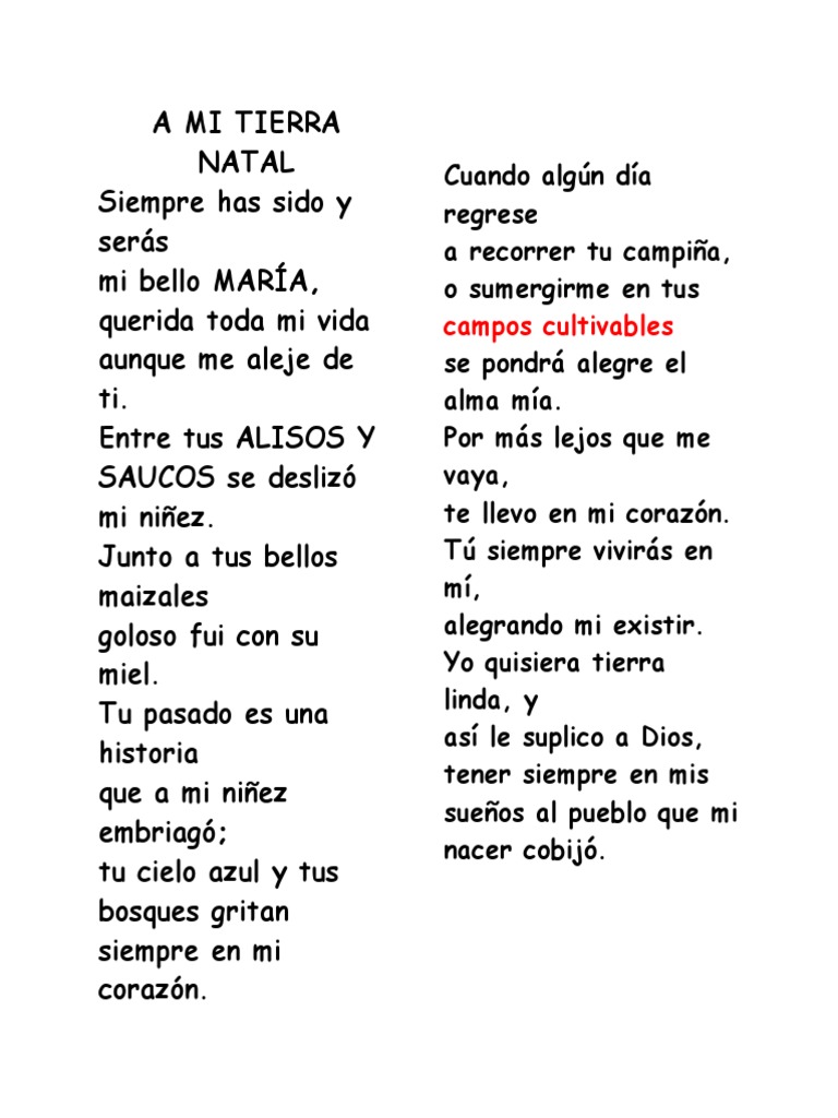 A Mi Tierra Natal | PDF