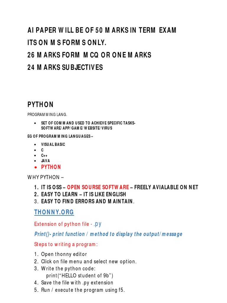 PYTHON For Class9 | PDF | Python (Programming Language) | Reserved Word