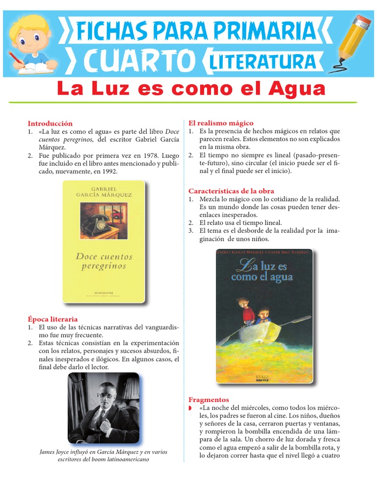 La Luz Es Como El Agua para Cuarto Grado de Primaria | PDF | Artes ...