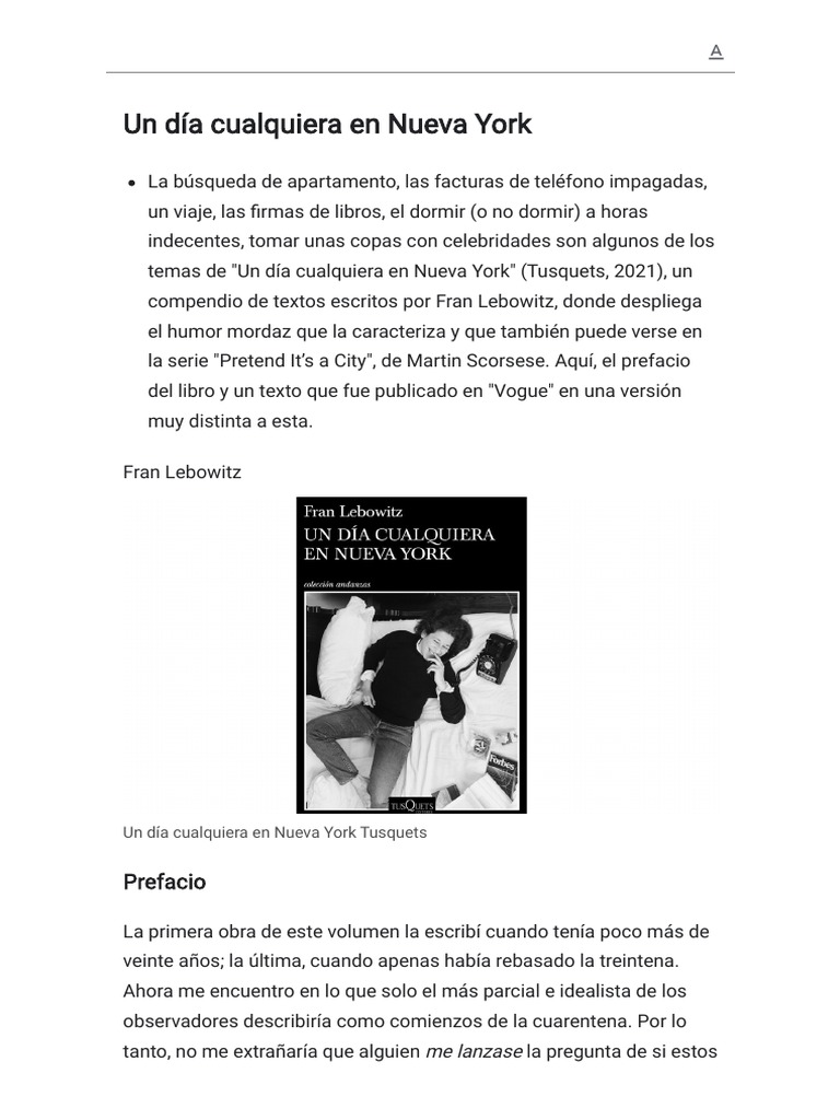 Un Día Cualquiera en Nueva York - Modo de Lectura | PDF | Las artes ...