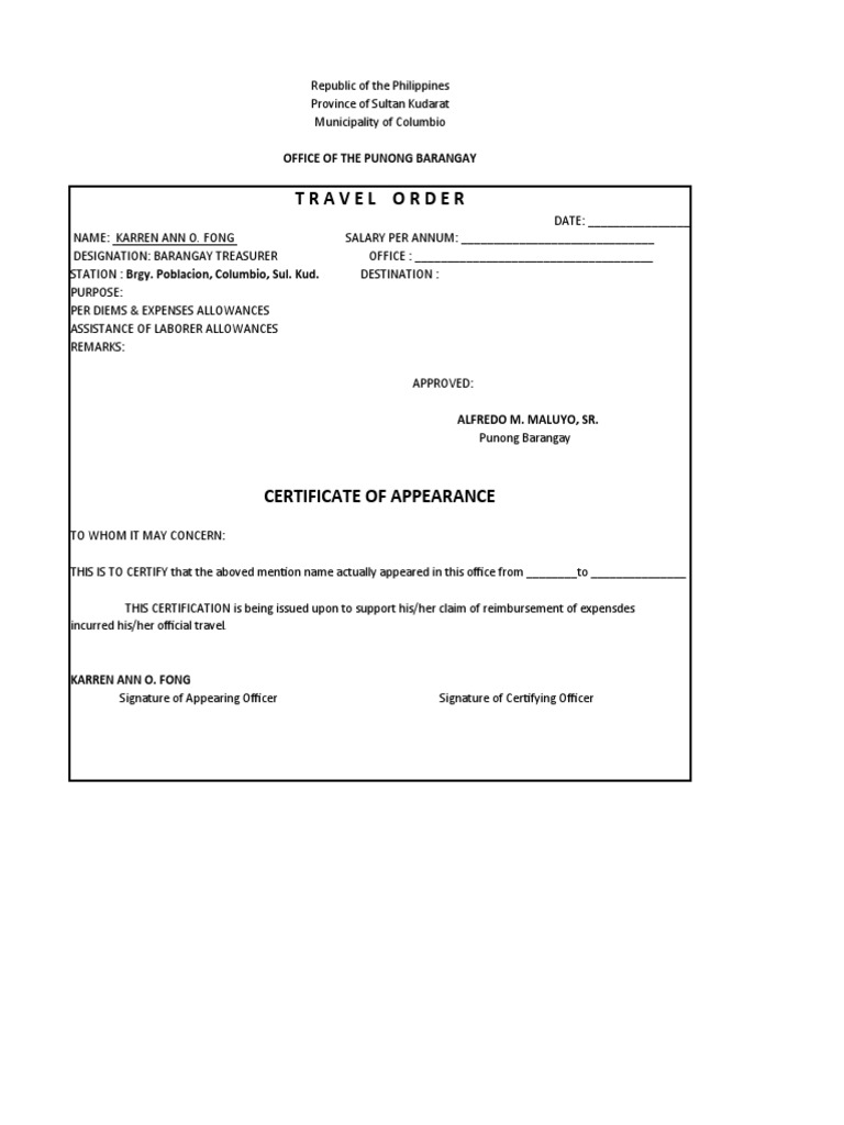 Barangay Forms 3 | PDF | Deposit Account | Per Diem