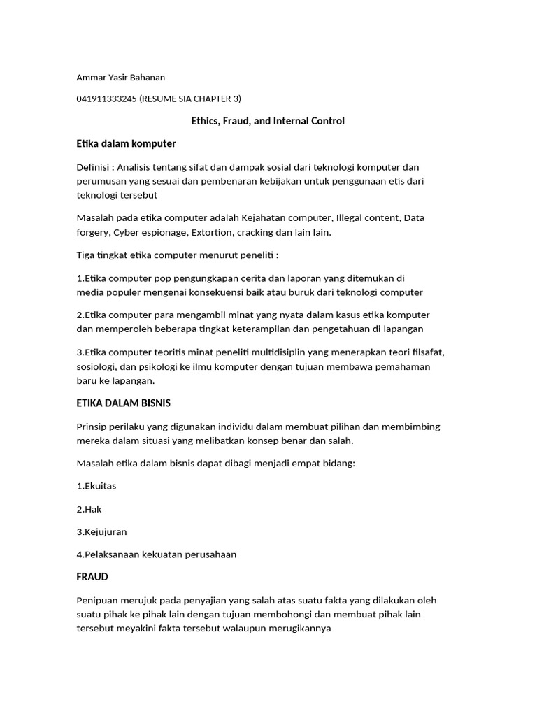 Ammar Yasir Bahanan - 041911333245 - CHAPTER 3 SIA | PDF