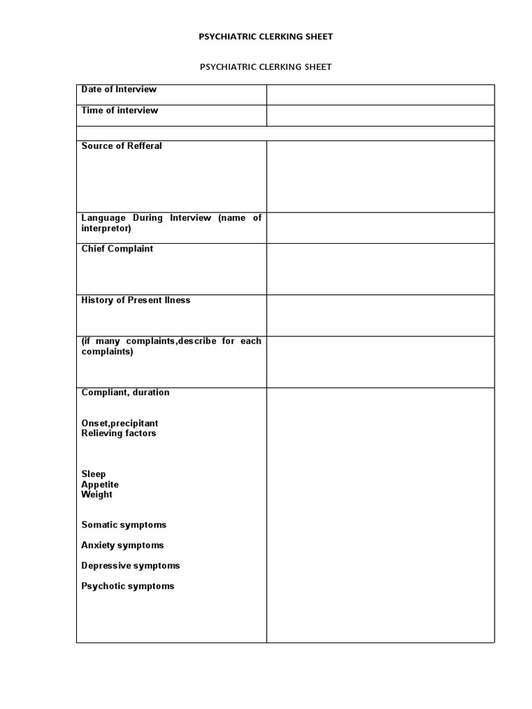 A Comprehensive Psychiatric Assessment: Documenting a Patient's History ...