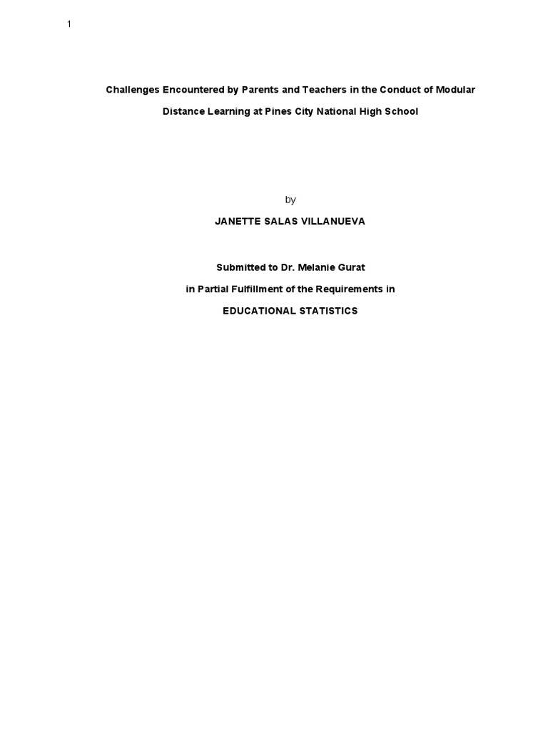 Challenges in Modular Distance Learning | PDF | Survey Methodology ...