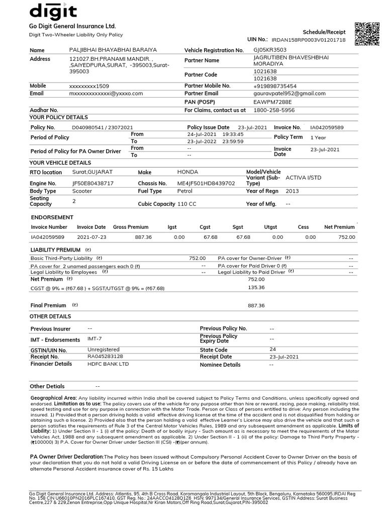 Go Digit General Insurance LTD | PDF | Insurance | Transport