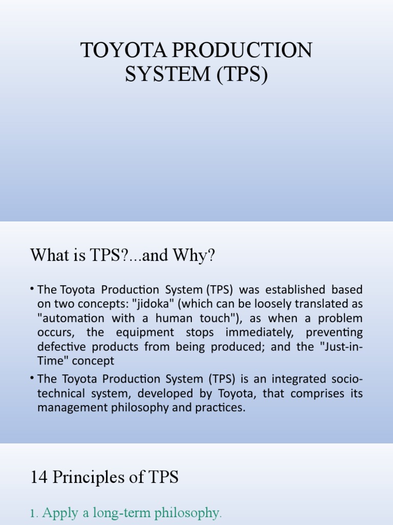 Toyota Production System (TPS) | PDF | Production And Manufacturing ...