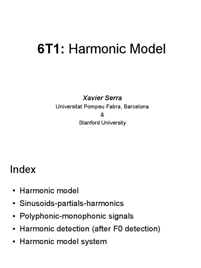 6T1: Harmonic Model: Xavier Serra | PDF | Harmonic | Spectral Density