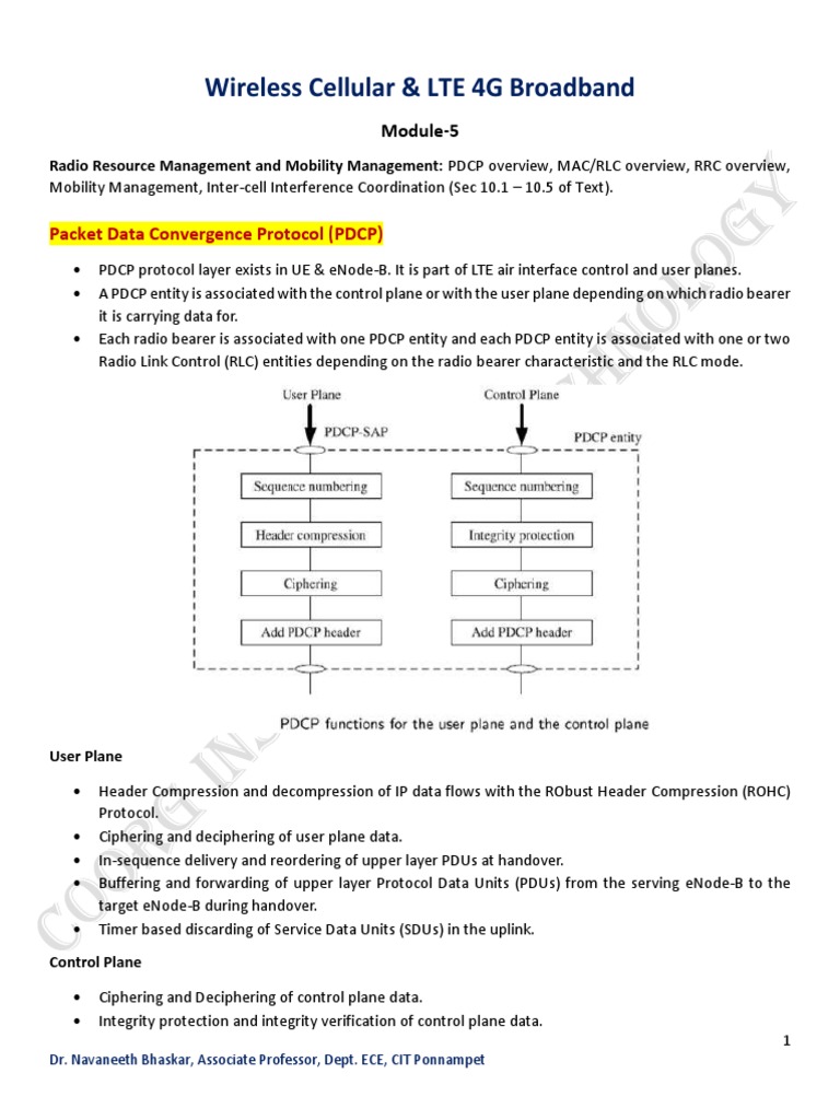 Wireless Cellular & LTE 4G Broadband: Packet Data Convergence Protocol ...