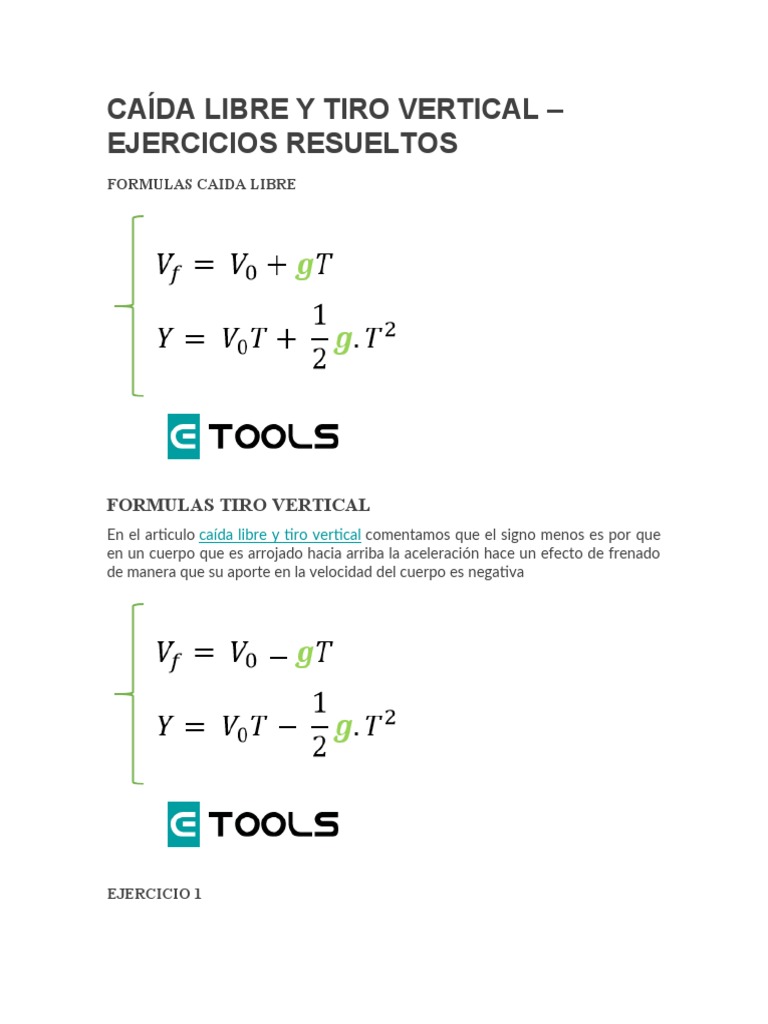 Caída Libre y Tiro Vertical | PDF