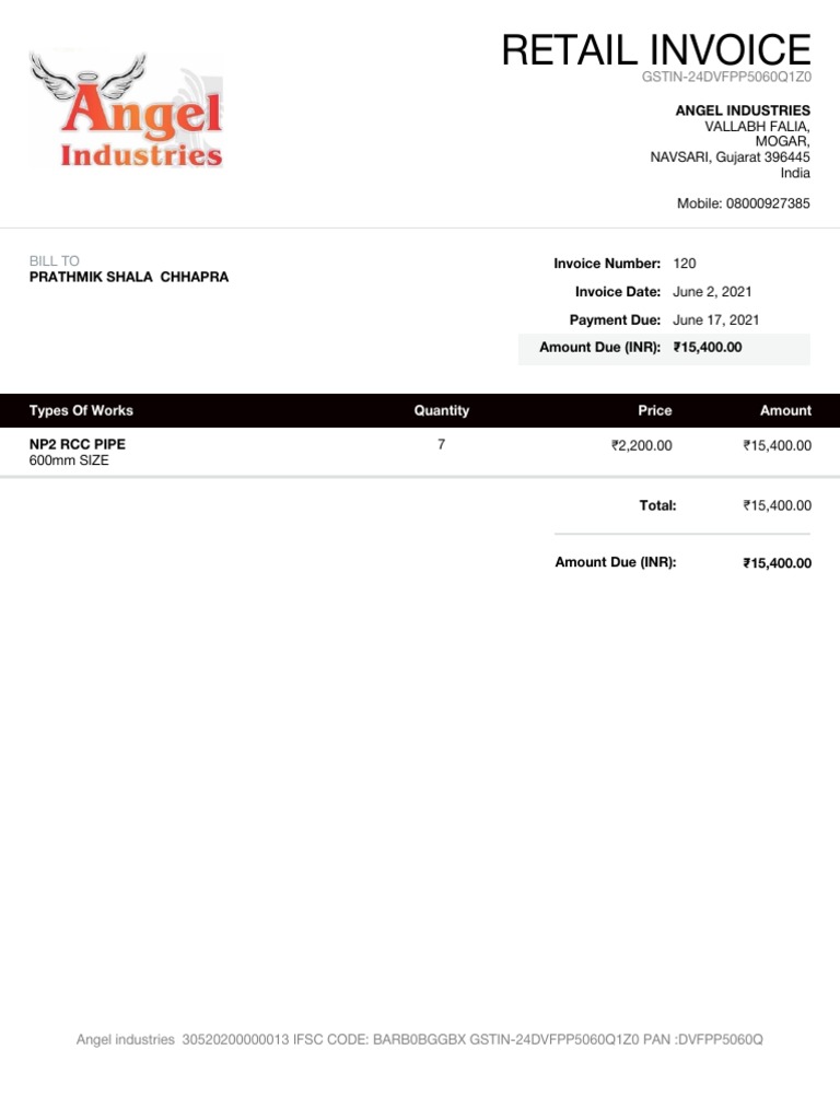 Retail Invoice: GSTIN-24DVFPP5060Q1Z0 | PDF