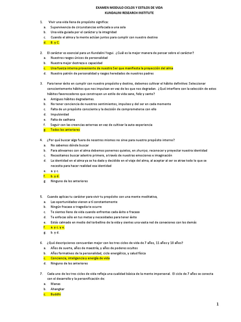 Examen CV Español - Respuestas | Descargar gratis PDF | Las emociones | Mente