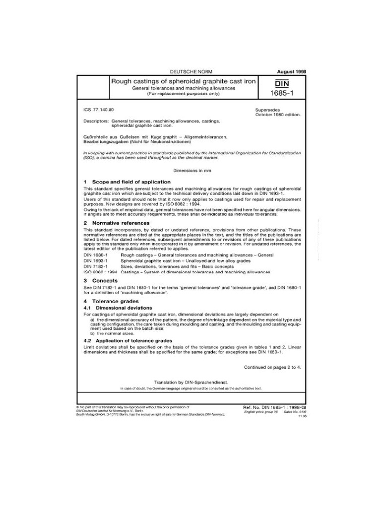Din 1685 (Casting STD) | PDF