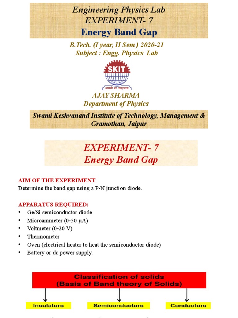 Energy Band Gap: Engineering Physics Lab Experiment-7 | PDF | P–N ...